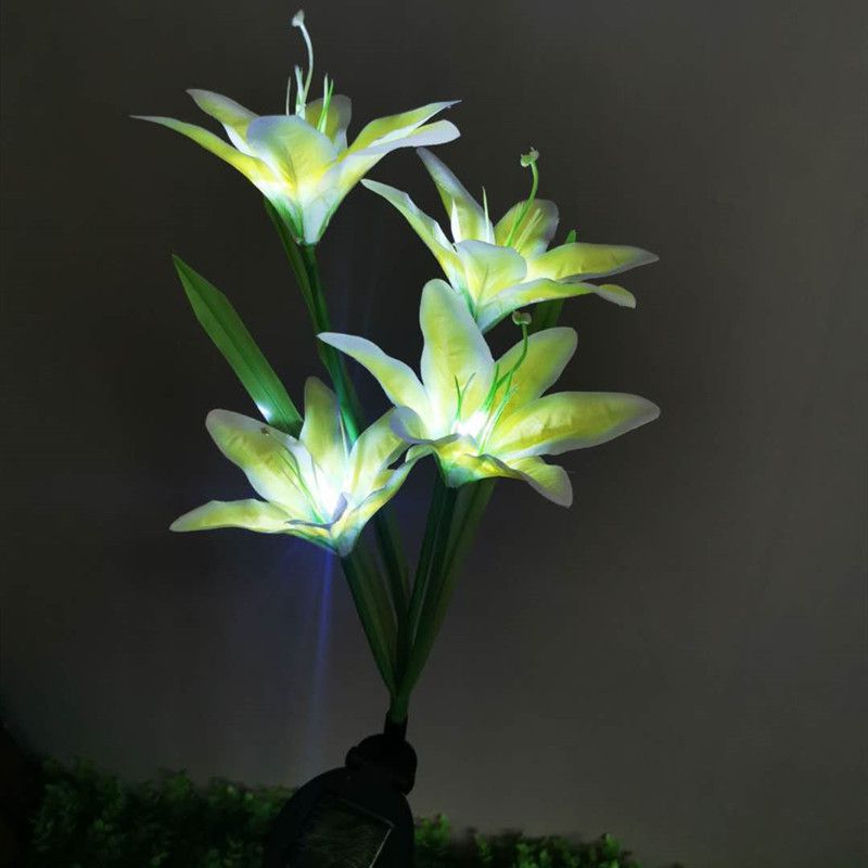 Lily Solar Powered Flower Lights,Waterpoof Solar Garden Stake Lights ...